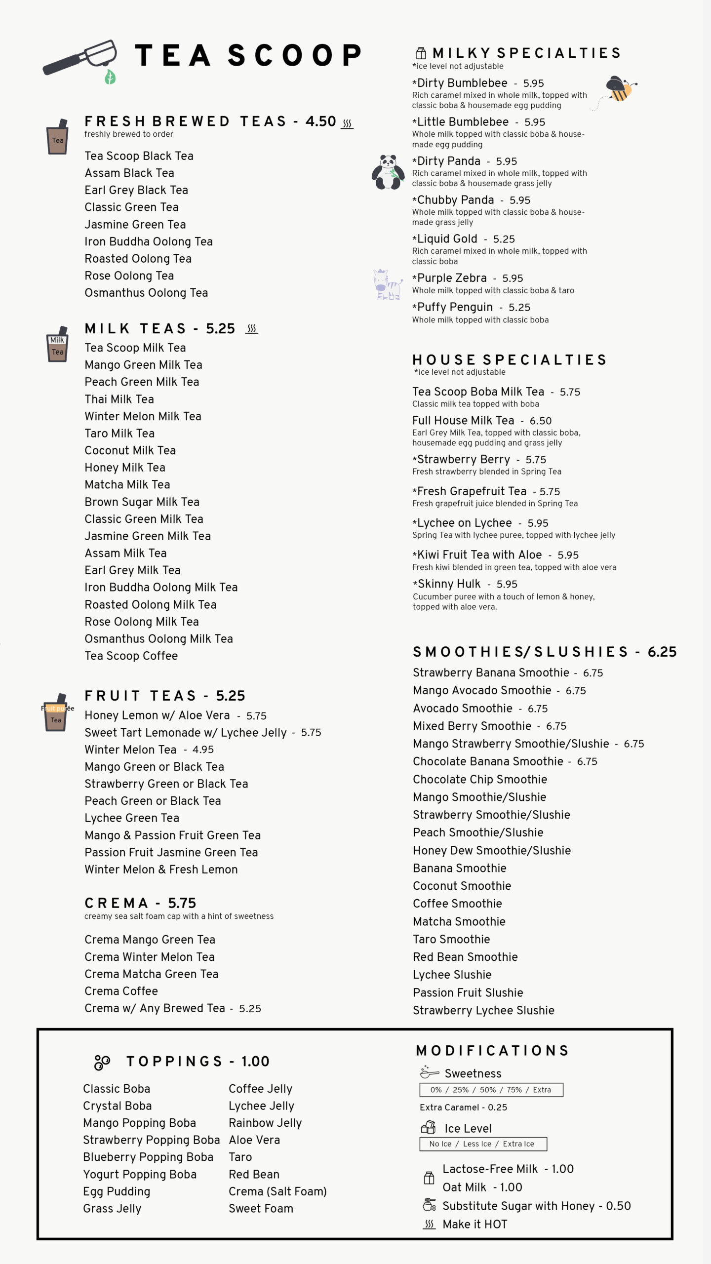 Menu - TEA SCOOP